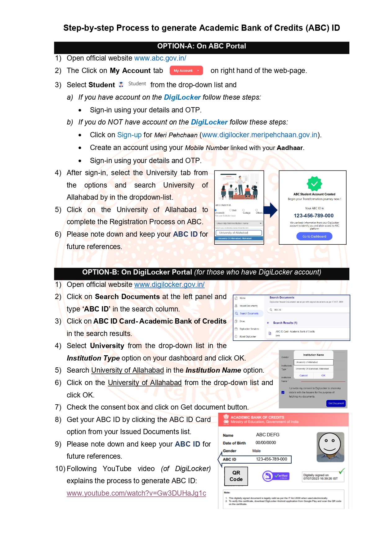 Academic Bank of Credits (ABC ID Cell - Govt. E.V.P.G. College, Korba, C.G.